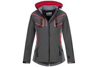 Arctic Seven Softshelljacke Damen - Outdoorjacke mit Kapuze wasserabweisend Fleecegef&uuml;tterte Softshelljacke mit vielen Taschen