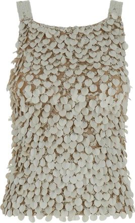 P.A.R.O.S.H. P.a.r.o.s.h., Femme, Tops, Beige, Taille: 38 FR Haut sans manches &agrave; strass