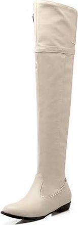 Generic Eestfy Bottes en Cuir Femme Au Dessus du Genou Talon Bloc Fermeture &Eacute;clair Lat&eacute;rale Bottes Mode Hiver D&eacute;contract&eacute;es pour Marche Ext&eacute;rieure Voyage Tenu