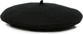 Emporio Armani Logo-Embossed Wool Beret - Black