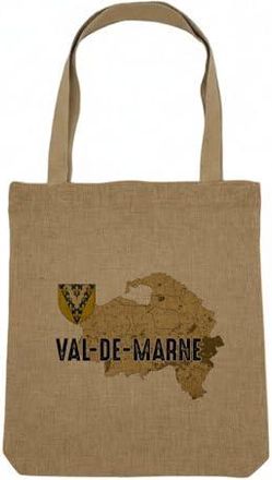 Fabulous Sac Shopping Tote Bag Aspect Lin - Val de Marne 94 D&eacute;partement Cr&eacute;teil Carte Ile de France - Sac Courses Toile Epaisse 360g Beige Naturel Cabas Port&eacute; 