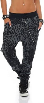 Malito more than fashion Malito Boyfriend Leo-Design Pantalon Baggy Torsion Harem Aladin Yoga Enrouler 3344 Femme Taille Unique (Noir)