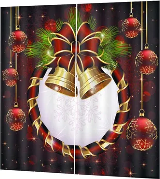 Lioobo 1 stück Weihnachten vorhänge große Glocke Schneeflocke Frohe Weihnachten Wohnzimmer Vorhang Schlafzimmer Fenster dekorative wohnkultur
