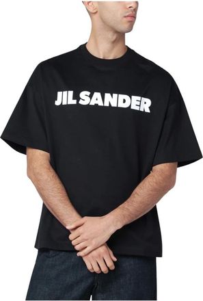 Jil Sander Homme, Tops, Noir, Taille: XL Logo T-Shirt
