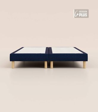 Tediber Sommier tapissier 140x190 cm Plus - Bibloc - Bleu - Bois responsable - Qualit&eacute; h&ocirc;teli&egrave;re - Fait en France et en Belgique - Tediber