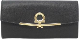 Ferragamo Portefeuille long bifold en cuir Pre-owned - Femme - Pre-owned - Noir - Taille: ONE Size