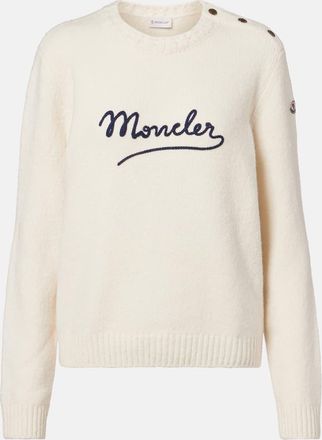 Moncler Pull en coton m&eacute;lang&eacute; &agrave; logo brod&eacute;