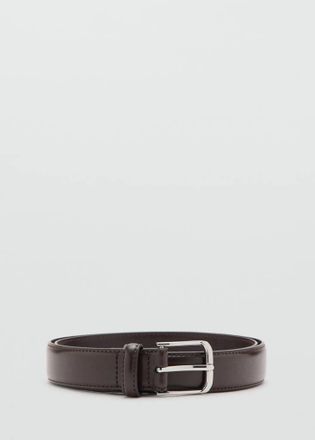 Mango Ceinture cuir boucle marron - Homme - 100 - MANGO MAN