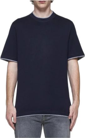 Brunello Cucinelli T-shirt &agrave; double &eacute;paisseur - Homme - Tops - Bleu - Taille: 2XL