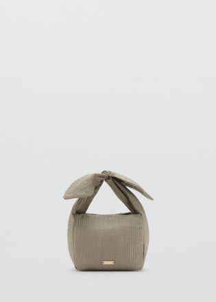 Mango Sac &agrave; main froiss&eacute; avec naud gris moyen - Femme - Taille unique - MANGO