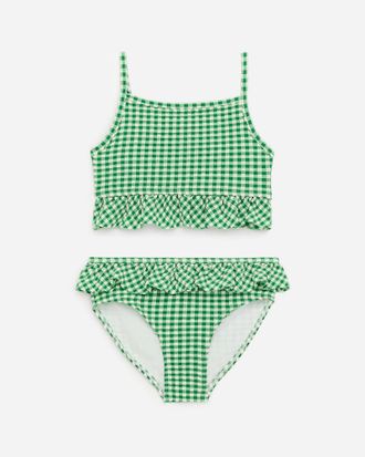 Arket Seersucker-Bikini Mit R&uuml;schen -Gr&uuml;n