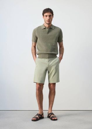 Mango Bermuda slim-fit chino coton vert menthe - Homme - 38 - MANGO MAN