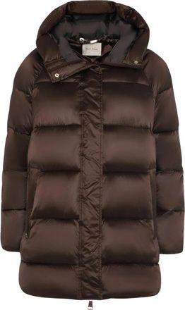 Manila Grace Mittlere Satin-Pufferjacke mit Raffung - - Jackets - Damen - Braun - M