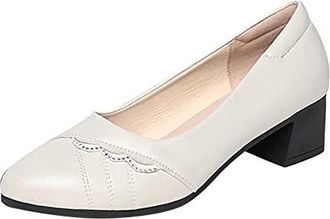 Generic Ballerines dété en cuir pour femme - Chaussures traditionnelles avec noeud - Talon bloc - Ballerines fermées - Chaussures de soirée - Chaussures de tr