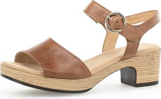 Gabor Damen Plateausandalen, Frauen Sandalen,Moderate Mehrweite (G),bequem,Sommerschuhe,Freizeitschuhe,Strandschuhe,Camel (Gold),40 EU / 6.5 UK
