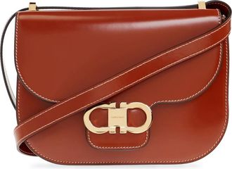 Ferragamo Femme, Sacs, Brun, Taille: ONE Size Double Gancio Sac bandouli&egrave;re