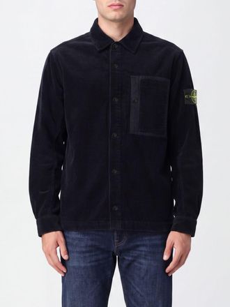 Stone Island Hemdjacke aus Samt mit Kompass-Logo