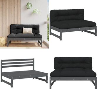 vidaXL Mittelsofa Grau 120x80 cm Massivholz Kiefer - Outdoor-Sofa - Gartenm&ouml;bel - Kiefernholzm&ouml;bel - Lounge Set - Balkonm&ouml;bel - Home & Living