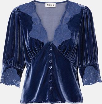 Rixo Top Amanda aus Samt mit Spitze