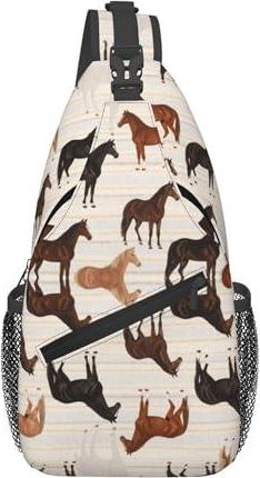 Generic Antivol Sacoche Tactique Art vintage &agrave; carreaux de cheval Sacs Poitrine Mode Sac &agrave; Dos Militaire pour Randonn&eacute;e Camping Voyage