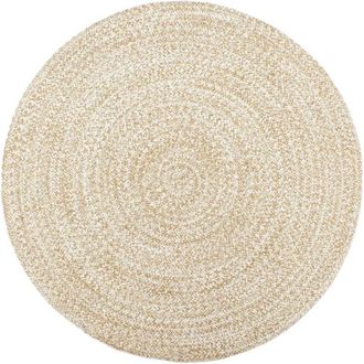 vidaXL Tapis fait &agrave; la main Jute Blanc et marron 210 cm Vidaxl