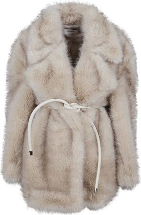 Max Mara Femme, Vestes, Beige, Taille: 36 FR Veste &agrave; effet fourrure avec ceinture tubulaire