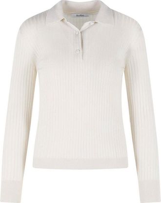 Max Mara Rundhalspullover - Wei&szlig;