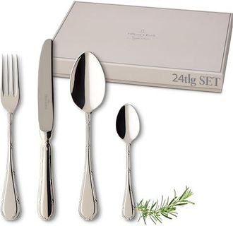 Villeroy & Boch Villeroy und Boch Kreuzband Septfontaines Tafelbesteck f&uuml;r bis zu 6 Personen, 24-teilig, Edelstahl; teilversilbert