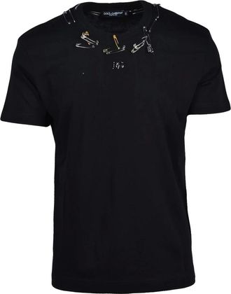 Dolce & Gabbana Homme, Tops, Noir, Taille: S T-shirt en coton