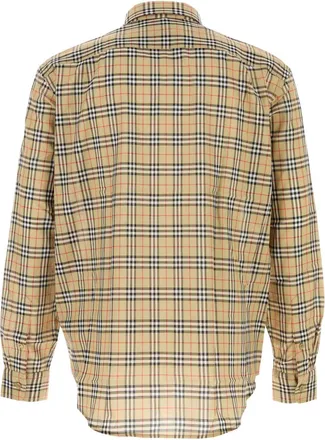 Burberry Mens Embroidered Cotton Shirt Sandipcheck Exterior: Camicie