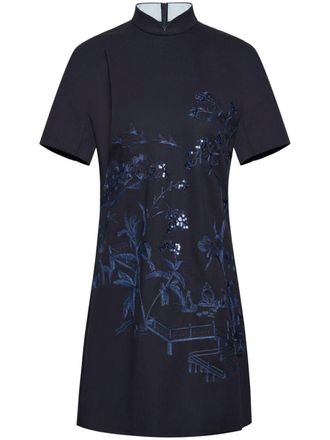 Shanghai Tang Tunikakleid mit Pailletten - Blau