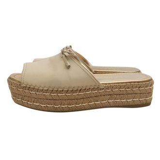 Prada platform beige leather peep-toe espadrilles Size 39
