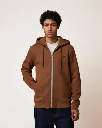 Faguo Sweat zipp&eacute; &agrave; capuche camel