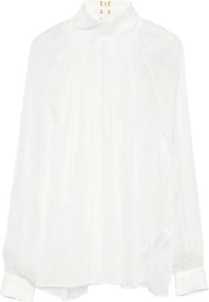 Elisabetta Franchi Femme, Blouses et Chemises, Blanc, Taille: 40 FR Chemise Asym&eacute;trique en Cr&ecirc;pe