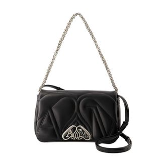 Alexander McQueen Womens The Seal Small Bag Leather Black Calfskin Crossbodies
