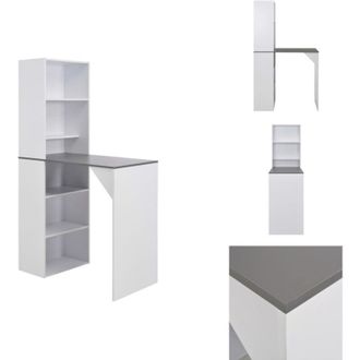 vidaXL Bartisch mit Schrank Wei&szlig; 115x59x200 cm - Esstisch - Bartisch - K&uuml;cheninsel - Wohnzimmertisch - Holzwerkstoff