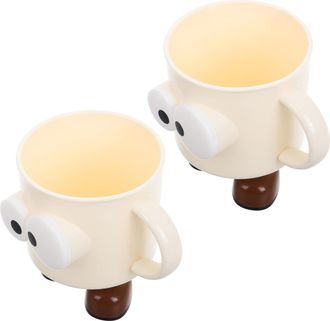 BESPORTBLE FRCOLOR 2st&uuml;cke Unzerbrechlicher Kunststoffzahnb&uuml;rstenbecher F&uuml;r Junge M&auml;dchen Mit Gro&szlig;em Augen-Design Und Henkel Wiederverwendbarer Cartoon-zahnb&uuml;rst