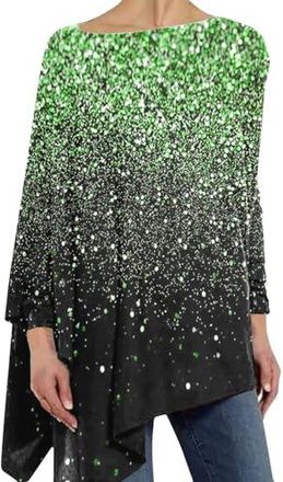 Generic Femme Blouse à Paillettes Haut à Sequins Chic et Élégant Blouses Paillettes Chemise Glitter Manches Longues T-Shirts Brillante Tee Tops Soirée Club Fê