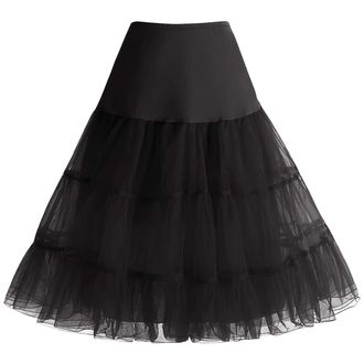 Bbonlinedress Sommerkleid Damen Petticoat Unterrock Crinoline Underskirt Reifrock Rock f&uuml;r 50er Vintage Cocktailkleid Black S