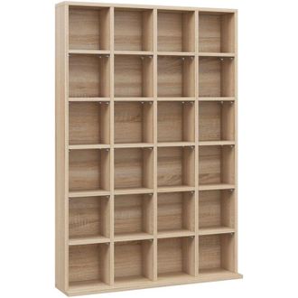 HOMCOM Homcom - tag&egrave;re rangement cd/dvd meuble de rangement pour 480 CDs 24 compartiments r&eacute;glables en hauteur 89 x 20 x 130 cm naturel