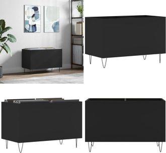 vidaXL Plattenschrank Schwarz 74,5x38x48 cm Holzwerkstoff - Plattenspeicher - Schallplattenregal - Vinylschrank - Wohnzimmerm&ouml;bel - Industrielles Design