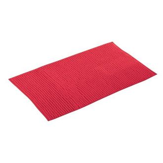 MSV Chenille Badematte - Flauschiger Langflor Mikrofaser, rutschfeste R&uuml;ckseite - 60 x 90 cm - Rot - Maschinenwaschbar mit Schnelltrocknender Aufh&auml;ngeschl