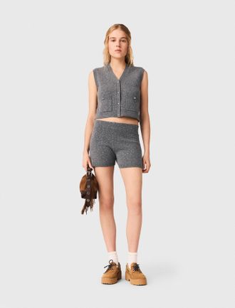 Maje Stricktop Mit Strass - Grau - Maje