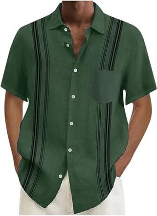 Generic Chemises tendance pour homme, chemisier régulier formel, chemise décontractée à manches courtes avec boutons, chemise dété pour la plage pour homme, c