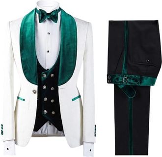 Generic Ensemble 2 pi&egrave;ces de smoking floral pour homme avec ch&acirc;le et revers - Blazer pour d&icirc;ner, bal, mariage, Couleur 7, 4XL