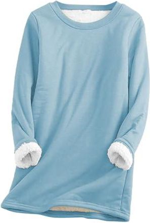 Generic Tee Shirt Thermique - Haut Thermique Femme Sport - Sous Vetement Chaud Femme - Couleur Unie - Col Rond - Manches Longues - Pas Cher - Pull Chaud Dhive