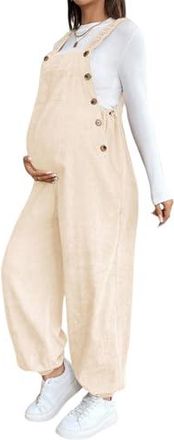 Generic Salopette de maternit&eacute; en velours c&ocirc;tel&eacute; pour femme, barboteuse, sans manches, bretelles r&eacute;glables et taille ample, abricot, XL