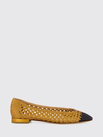 Francesco Russo Ballerinas aus zweifarbigem geflochtenem Leder mit Lochmuster