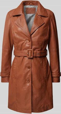 Mauritius Trenchcoat aus echtem Leder mit Taillengürtel Modell Leonne