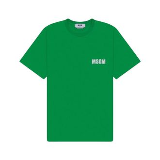 Msgm Gr&uuml;nes Baumwoll-T-Shirt f&uuml;r M&auml;nner - - Tops - Herren - Gr&uuml;n - XL